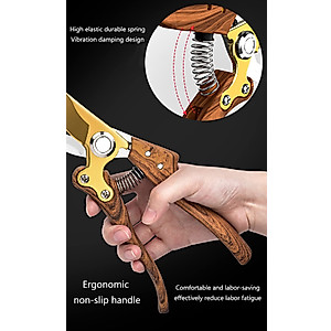 Horsvill Garden Shears, Japanese Floral branch cutters, Snips for Gardening, Flower scissors Florist clippers, Hand Held Pruners for Gardening Heavy Duty, Pruning shears for garden (Wood grain)