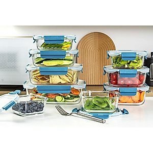 GC GENICOOK Glass Food Storage Containers with Lids-Glass Meal Prep Containers for Lunch-Pantry Kitchen Storage Containers,Freezer Safe,Leak-Proof,Stackable,Large Capacity