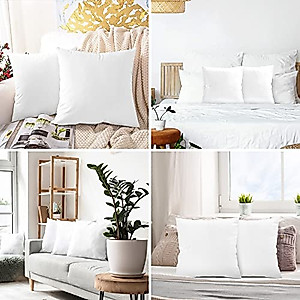 Fixwal 18x18 Inches Outdoor Pillow Inserts Set of 6, Waterproof Decorative Throw Pillows Insert, Square Pillow Form for Patio, Furniture, Bed, Living Room, Garden ( White )