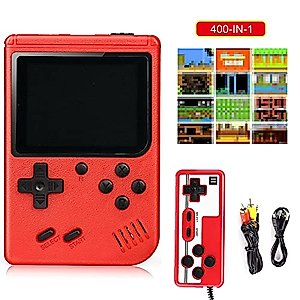 Handheld Game Console-Portable Retro Video Game with 400 Classic FC Games, 2.8 Inch Color Screen, Support TV Connection & Two Players, 1020mAh Rechargeable Battery Present for Kids (RED)