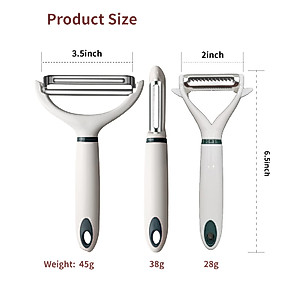 Tododli vegetable peelers for kitchen (3 set)，sharp stainless steel peelers,multi fruit peeler machine, suitable for peeling and pitting potatoes, cucumbers, carrots, apples, peach