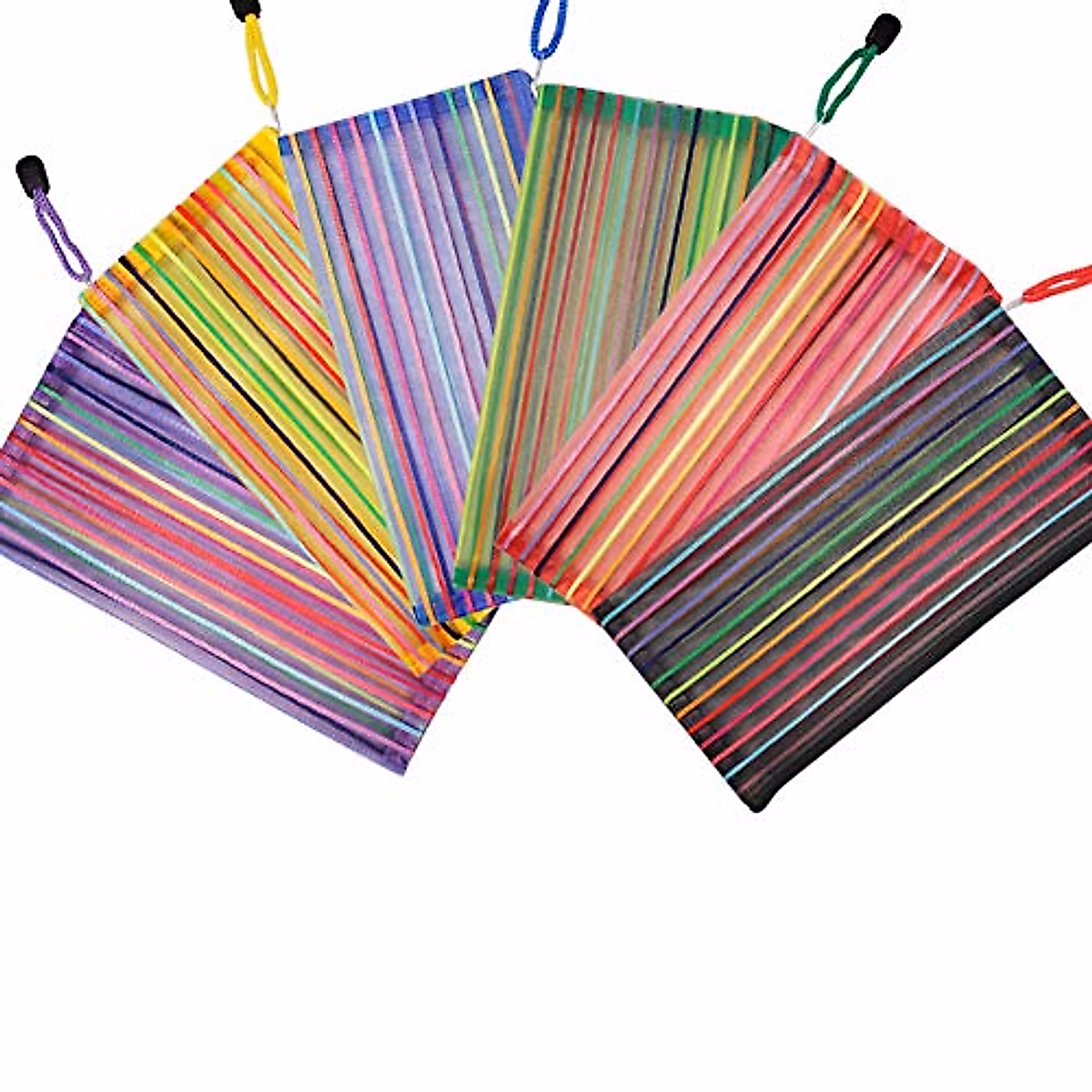 Selizo 6 Pcs Pencil Pouch Plastic Pencil Cases Zipper Mesh Pouch Bag for Office Pen Cosmetic Makeup