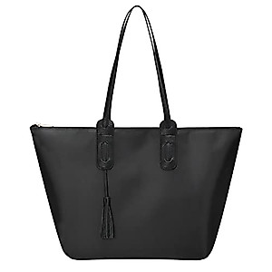 GM LIKKIE Nylon Tote Bags for Women, Top-Handle Shoulder Purse, Foldable Weekend Hobo Handbag (Black)