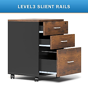 Need 3 Drawer Wood Mobile File Cabinet with Lock,Rolling Filing Cabinet for Letter/A4 Size for Home Office,Rustic Brown 10CZSSFC04FG-ND
