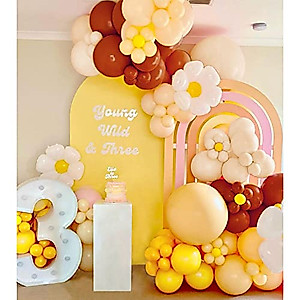 Sugoiti Daisy Spring Balloons Garland Arch Kit Orange Red Yellow Cream Flower 113PCS Latex Balloon for Baby Shower Home Garden Decor Decoration Kids' Birthday Party