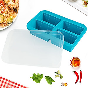 NICITY 1-Cup Soup Cubes Freezer Tray with Lid，Large Silicone Soup Freezer Molds for Storing and Freezing Soup Sauce Broth Ice Leftovers(2Packs+10Pcs Reusable Storage Bags)