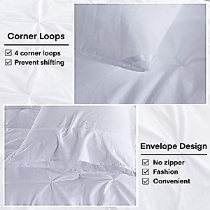 Andency White Pinch Pleat Comforter Full(79x90Inch), 3 Pieces(1 Pintuck Comforter and 2 Pillowcases) Down Alternative Microfiber Comforter Bedding Set