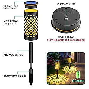 TomCare Solar Lights Outdoor Metal Upgraded Solar Pathway Lights Bright Solar Garden Lights Outdoor Decorative Waterproof Solar Powered Led Landscape Path Lighting for Patio Yard Lawn Walkway, 4Pack