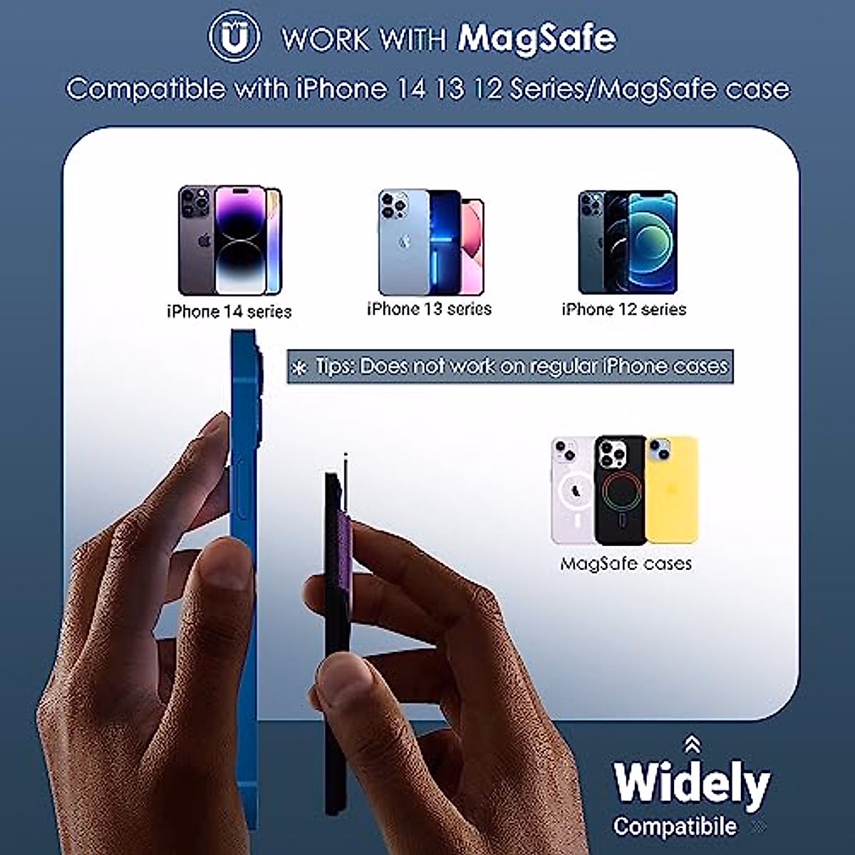 Upgraded 2 in 1 MagSafe Wallet for Apple iPhone 14/13/12 Series, Fits 5+ Cards and Cash, Magnetic Card Wallet Holder with Phone Grip, Stretchy iPhone Mag Safe Wallet for Maximum Flexibility Purple