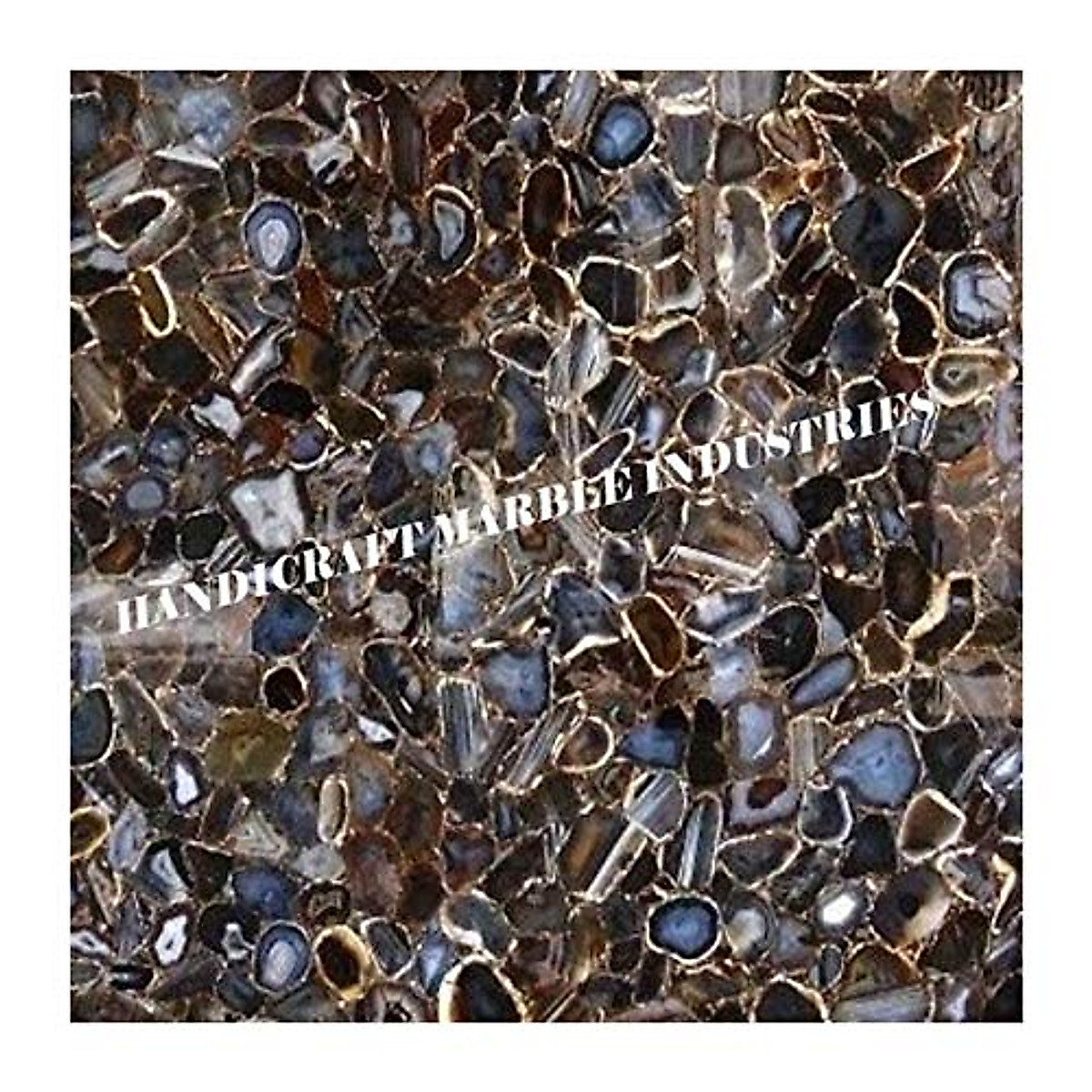 18" Inch Agate Square Table, Natural Agate Table, Square Coffee Table, Grey Agate Table, Square Agate Stone Table