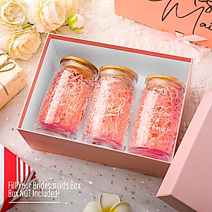 Inbagi 8 Pcs Bridesmaid Gifts Iced Coffee Cup with Bamboo Lids and Glass Straw 16 oz Mason Jar Cups Bride Can Shaped Drinking Glasses Cute Tumbler Cup Bridal Shower, Bachelorette Party Supplies