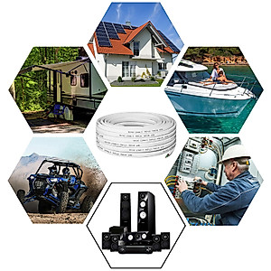 12 Gauge Marine Wire 12/3 12AWG Marine Grade Wire Triplex Tinned Copper Boat Cable,12 Gauge OFC Oxygen Free Copper Cable for Automotive RV Boat Speaker Solar Outdoor - 50ft