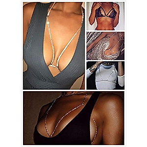 Cathercing Women Body Chain Crystal Bra with Rhinestone Shining Waist Belly Bikini Chain for Women Body Jewelry on Beach Night Club Party Jewelry Accessories (silver)