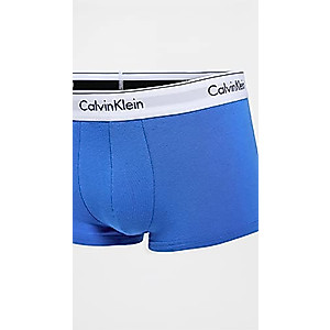 Calvin Klein Men's Modern Cotton Stretch 3-Pack Low Rise Trunk, Black, Palace Blue, Vanilla ICE