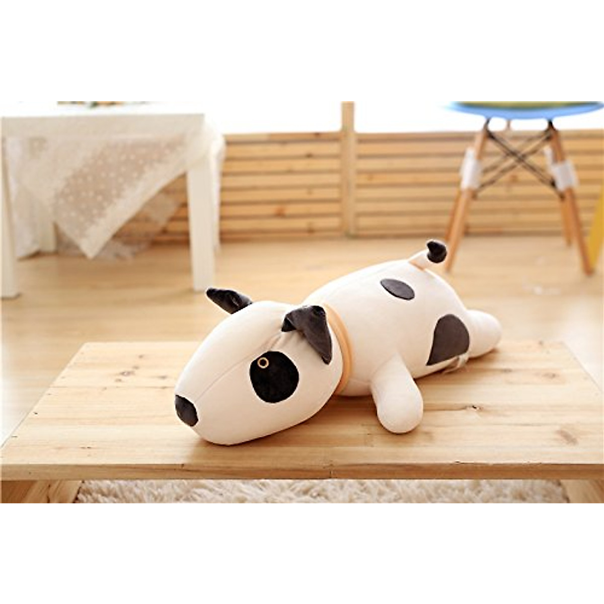Vintoys Bull Terrier Dog Big Hugging Pillow Soft Plush Toy Stuffed Animals White 21"