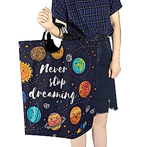 Blueangle Cartoon Solar System Pattern Laundry Basket Clothes Hamper Collapsible Durable Dirty Clothes Large Storage Laundry Organizer