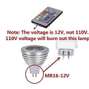 OMTO MR16 3W RGB Color Changing Spotlight with IR Remote Control Mood Ambiance Lighting Colorful LED Light Bulbs,Landscape Lighting Dimmable 12V (Pack of 5)