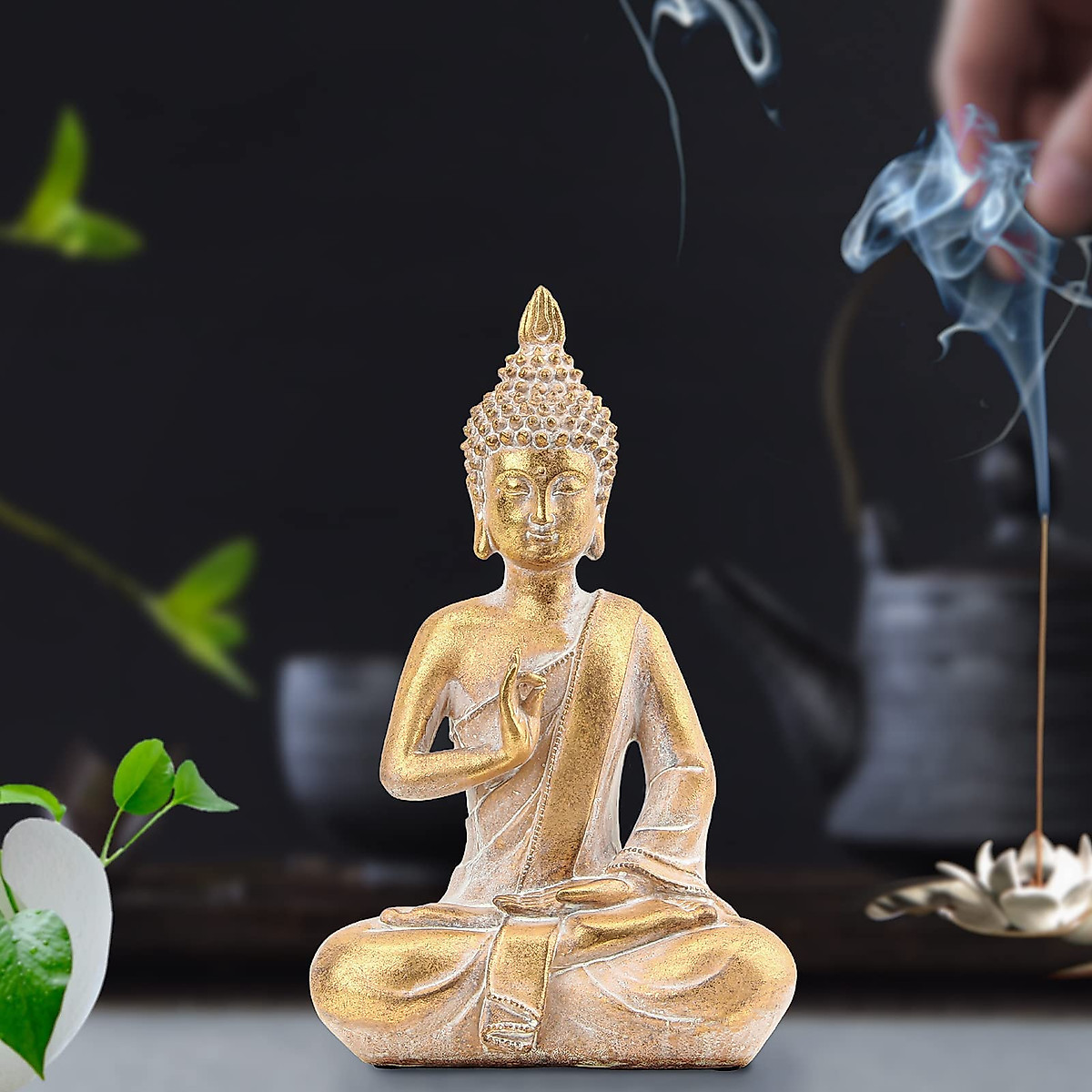 Buddah statute buddha statues buda – Budha figurine for zen meditation decor,Serene Buddas for home office tabletop shelf desktop spiritual living room decoration,Golden in yoga pose,Small mini 6 inch