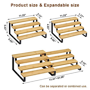 MOOACE 4-Tier Bamboo Spice Rack Organizer for Cabinet, Expandable Spice Rack Shelf Organizer for Kitchen Cabinet Countertop, Set of 2
