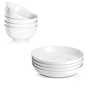 DOWAN 50oz Pasta Bowls Set of 4 + 39 oz Large Soup Bowls Set of 4