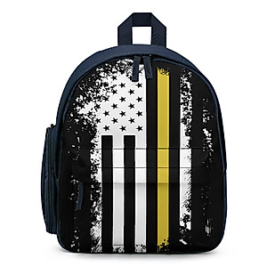 Vintage 911 Dispatcher Thin Gold Line Flag Unisex Backpack Lightweight Laptop Shoulder Bag Causal Daypack Outdoor Bags