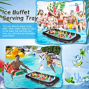 Leitee Inflatable Serving Bar with Drain Plug 52 x 24 x 5'' Inflatable Ice Serving Buffet Bar Inflatable Cooler for Party Food Cooler for Party Buffet Inflatable Drink Cooler(Black,Basic Style)