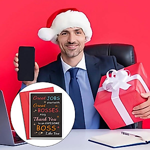 GGOJAGST Funny Boss Card Gifts for Women Men Boss Christmas Gifts Best Boss Ever Gift Boss Day Card Gifts for Her Him Thank You Card Gifts for Boss Leader Manager Boss Birthday Card Boss's Day Card
