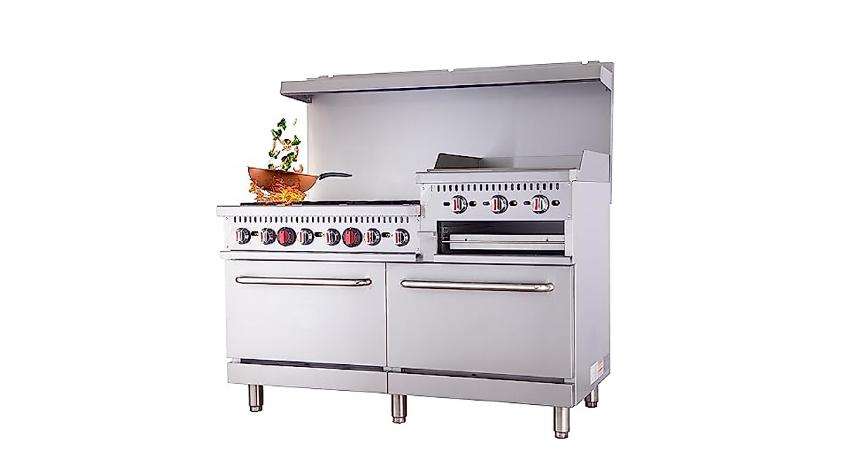 EASYROSE 60" Gas Range: 6 Burners & Griddle for Restaurants