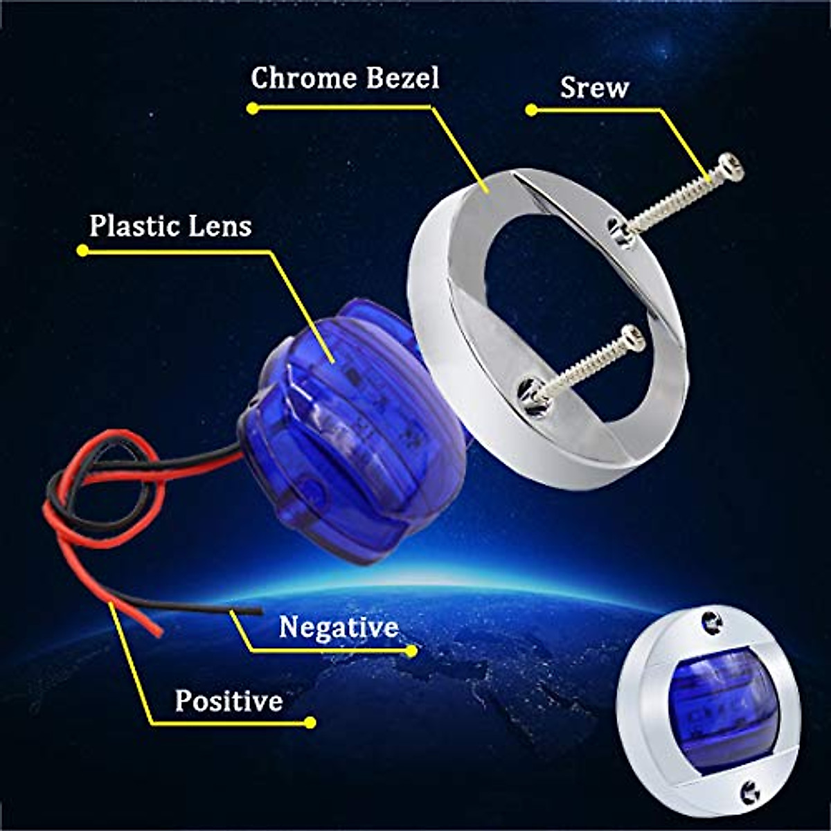 Boaton Marine Boat LED Night Fishing Lights, Boat Interior/ Courtesy / Deck Lights For Pontoon Boat, Bass Boat, Yacht (Blue)