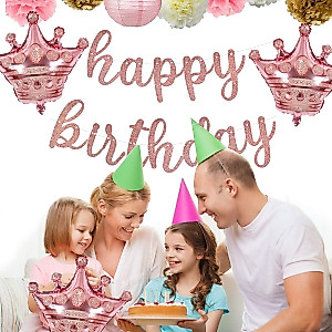 TONIFUL 4 Pcs Crown Balloons 24 Inch Rose Gold Crown Shaped Foil Mylar Balloons for Anniversary,Baby Shower,Wedding,Girls Birthday Decorations,Princess Themed Party Supplies