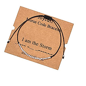 JoycuFF I am the Storm Morse Code Bracelets for Women Fashion Trendy Silk Wrap Bracelet Inspirational Motivational Encouragement Empowerment Jewelry Gifts for Mom Daughter Sister