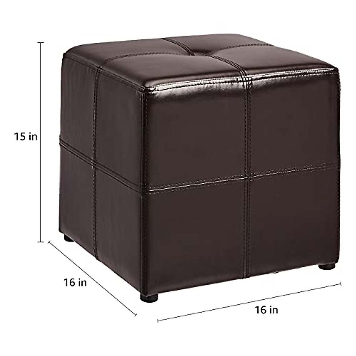 FIRST HILL FHW Best Faux Leather Small Ottoman Espresso Dark Brown