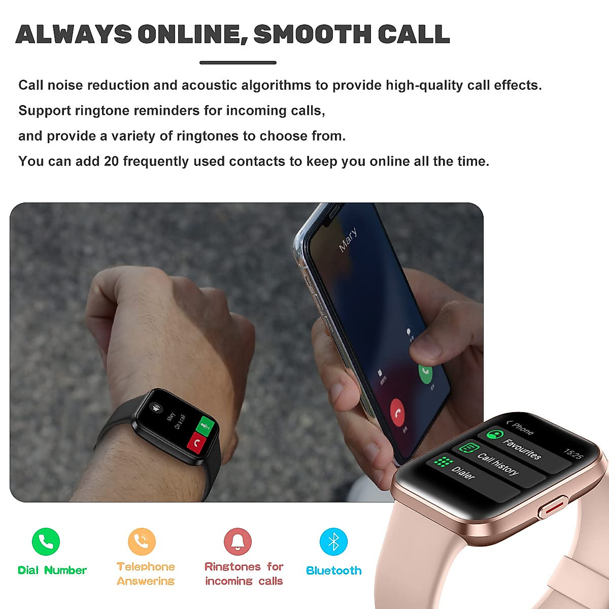 DECWIN Smart Watch, 1.69"(Call Receive/Dial) Smartwatch for Men Women,Alexa Built-in,Heart Rate Sleep Monitor,Music Control,2022 Waterproof Swimming Fitness Tracker Compatible Android iOS Phone