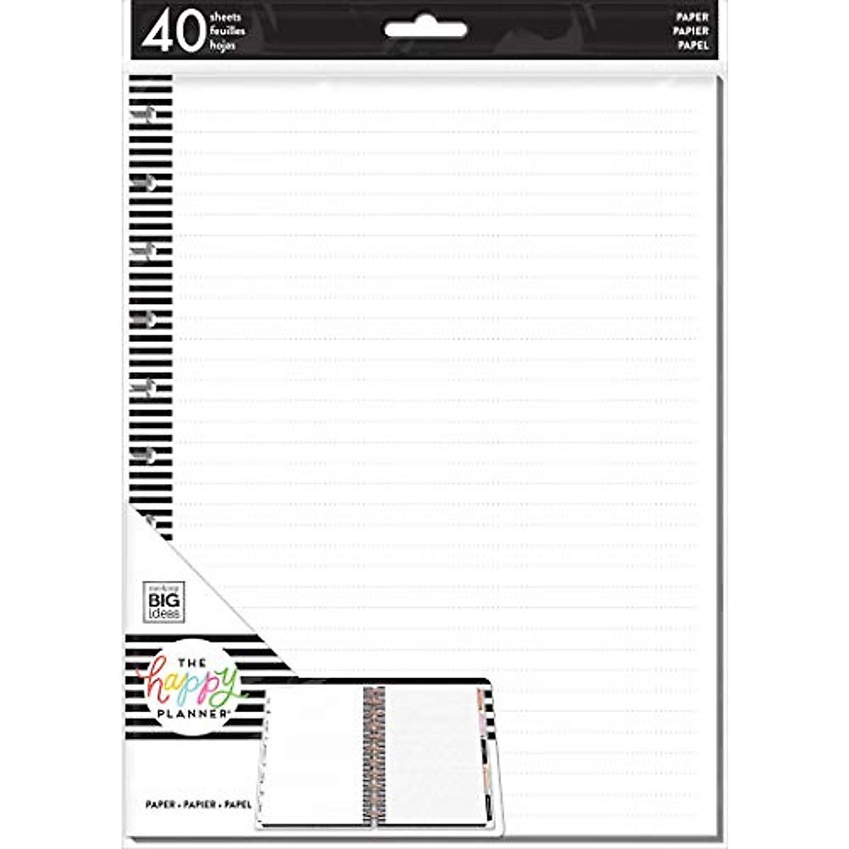 me & my BIG ideas Note Paper Sheets - The Happy Planner Scrapbooking Supplies - 40 Sheets of Pre-Punched Paper - 20 Sheets of Graph Paper, 20 Sheets of Note Paper - Make Lists, Doodle - Big Size
