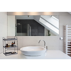 3-Tier Wood Storage Organizer for Restroom ＆ Kitchen ＆ Coffee Bar, Bathroom Sink Organizer Countertop, Bathroom Vanity Counter Top Organizers, Spice, Skincare, Perfume Rack, Detachable - Black