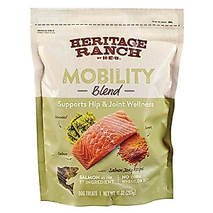 Heritage Ranch Mobility Salmon Jerky Style Dog Treat That are Grain Free for Small and Large Dogs That Help Supports Hip & Joint Wellness, One - 10oz Bag
