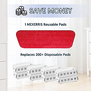 Microfiber Spray Mop Pads Replacement Compatible with Swiffer PowerMop - MEXERRIS Floor Cleaning Mops Heads Replacement Washable Flat Mop Refills Fit for All Spray Mops & Reveal Mop, 7 Pack/Set Red