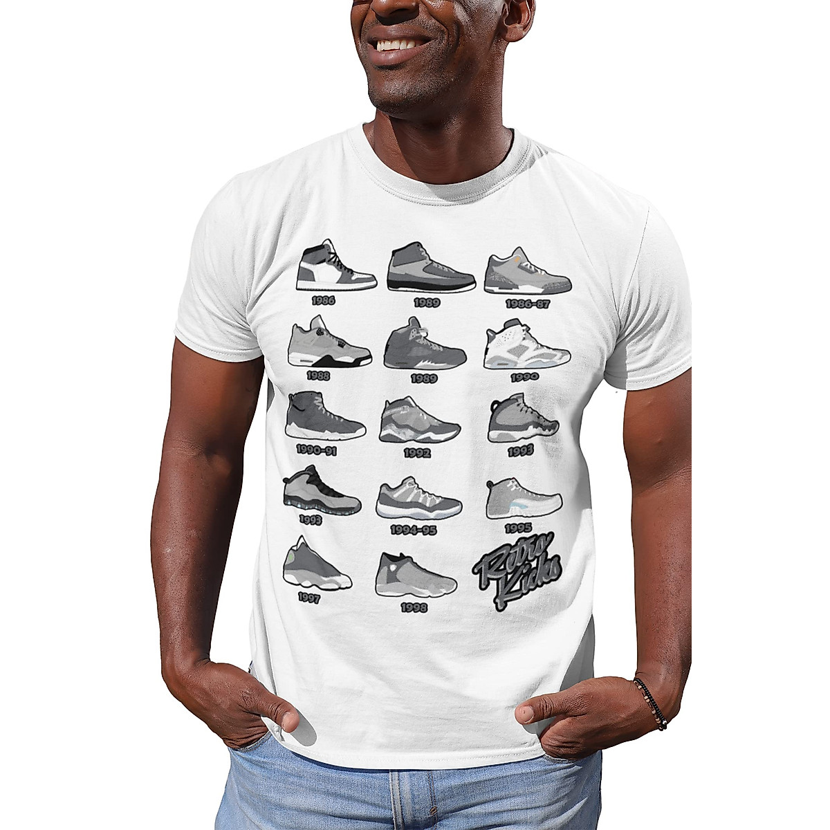 Shirt to Match Cool Grey Jordan Retro 1 2 3 4 5 6 7 8 9 10 11 12 13 Sneakers, Men's Tee to Match Jordans