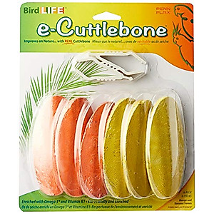 Penn-Plax Bird-Life Flavored E Cuttlebone 6 Pack – Mango & Banana – Enriched with Omega 3 and Vitamin B1 – Great for All Birds