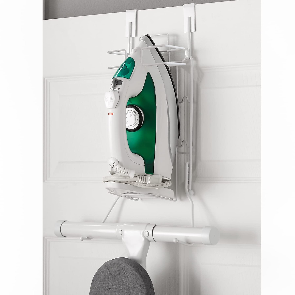 Deahun Mainstays White Over-The-Door Iron & Ironing Board Holder
