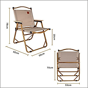 OTDORSUP Portable Camping Chair Lightweight Outdoor Folding Chair Compact Chair Aluminum with Armrests for Travel Camping, Fishing Picnic (Khaki)