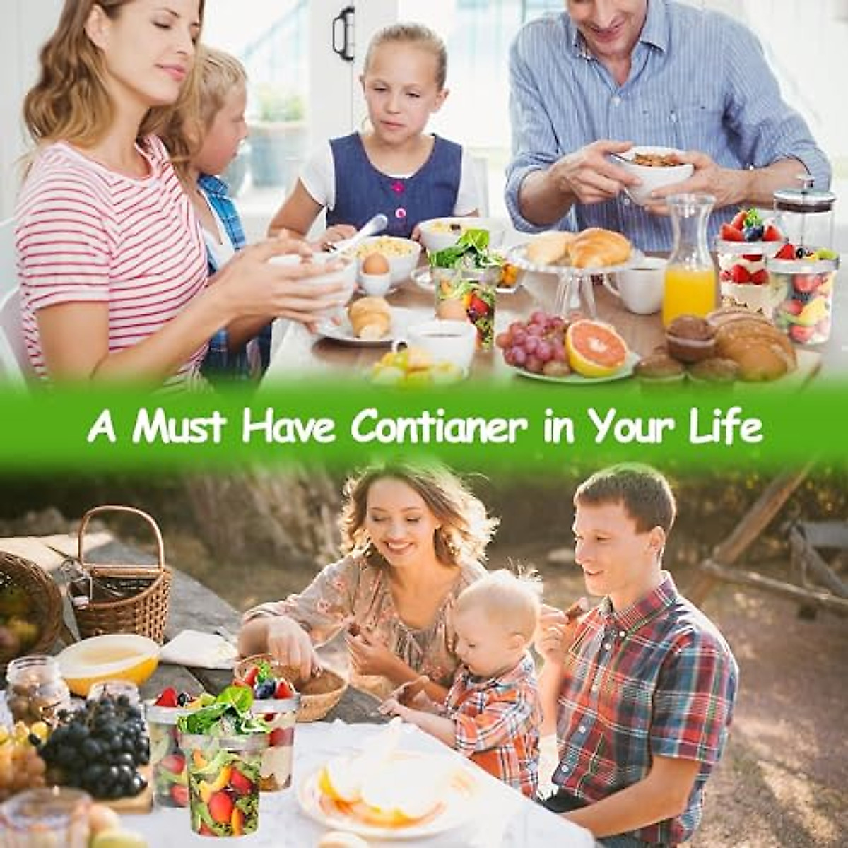 WBKTOOL 5 Pack Overnight Oats Containers with Lids - 16 oz Deli Food Storage Containers - Small To Go Plastic Yogurt Container for Soup, Salad, Freezer