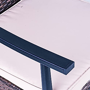 HARBOURSIDE Patio Rattan Dining Chair Set of 2, Indoor Outdoor Weather-Resistant Brown Wicker 2 Pieces Club Chairs with Cushions & Armrest