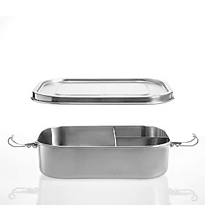 Stainless Steel Bento Box Lunch Containers For Adults Leakproof 3 Compartment Metal Bento Lunch Box Food Container For Over 5 Years Old Kids (1400ml/47oz)