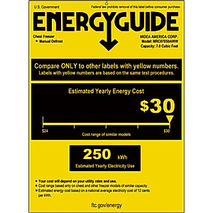 Midea MRC070S0AWW Chest Freezer, 7.0 Cubic Feet, White