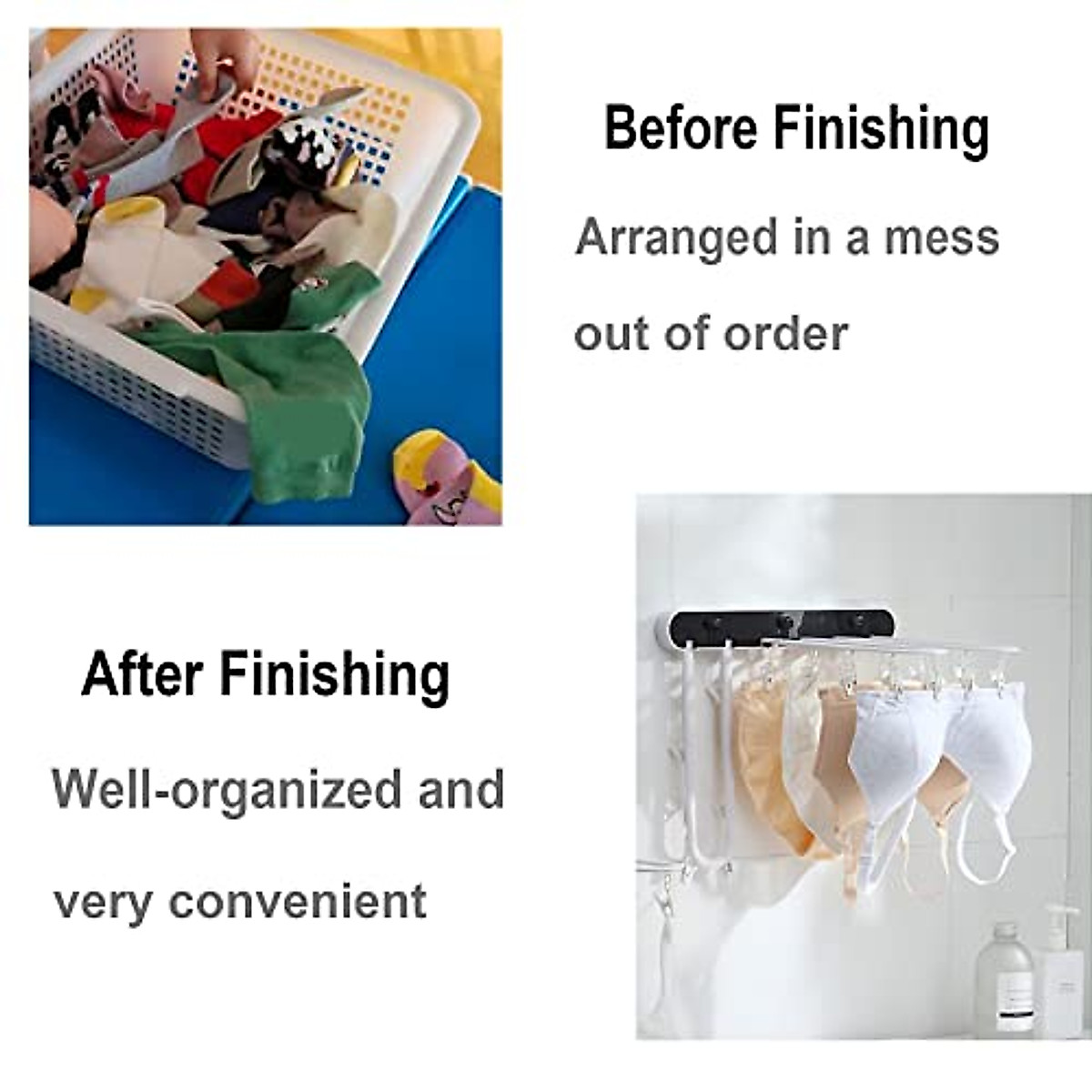 HZXMKB Closet Organizer Wall Mounted Clothes Drying Rack,Laundry Drying Rack Wall Mount,Foldable Drying Socks 24 Multi-Row Clips,Small Clothes for Balcony Railings, Folding Bathroom Towel Rack