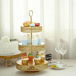 Efavormart 23" Tall Gold 3-Tier Metal Reversible Dessert Cupcake Stand for Wedding Decoration Event