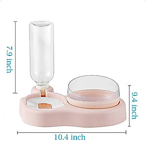 JiangYanus Raised Cat Bowls, 15° Tilted Puppy Cat Food and Water Bowl Set with Automatic Water Dispenser Bottle Cat Dish for Cat Small Medium Dogs (Blue)