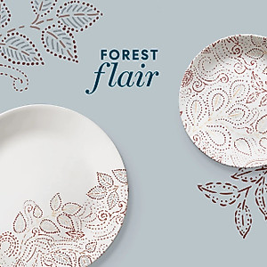 Corelle Leaf Stitch 12-Piece Dinnerware Set Service for 4 red, White