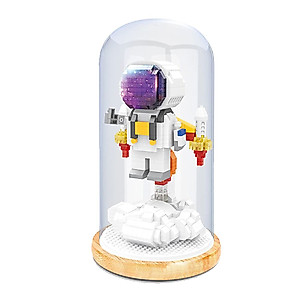 Uvini Building Blocks Astronaut Model with Light STEM Building Toy Micro Blocks for Adults or Teens Gifts Spaceman Mini Blocks Set DIY Bricks Toys 708PCS (Dust-Proof Dome Included) (00864)